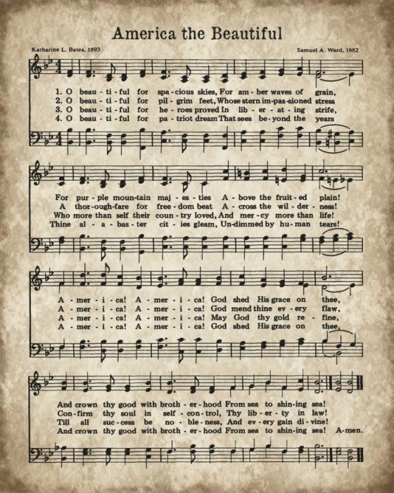 America, the Beautiful - Antique Hymn Page Printable - Knick of Time