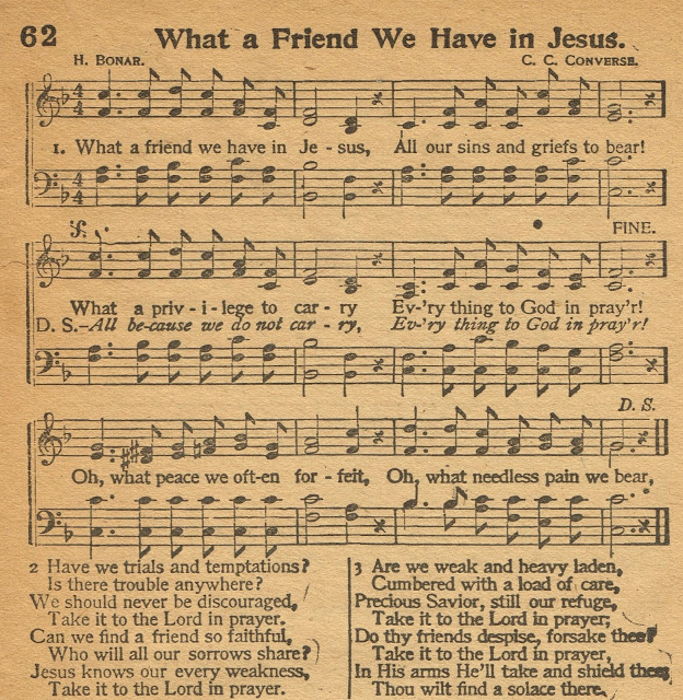 Sonday - {What a Friend We Have in Jesus} Antique Hymn Page Printable ...