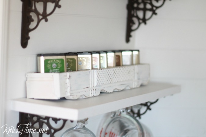 Repurposed Antique Sewing Drawer Spice Rack via KnickofTime.net
