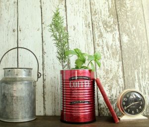 Repurposed Coffee Can Kitchen Herb Garden - Knick of Time
