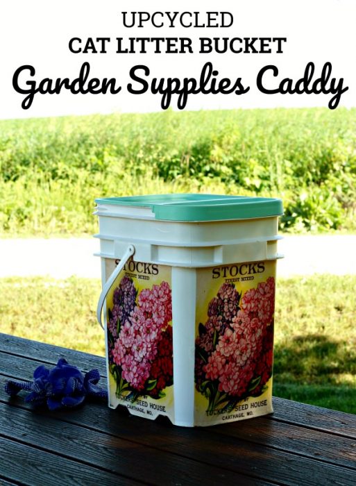 Repurposed Plastic Bucket to Garden Supplies Caddy