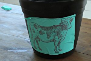 Cow Screen Print Upcycled Farmhouse Style Planter
