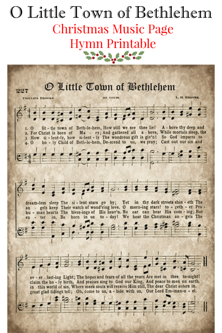O Little Town of Bethlehem Christmas Music Page Printable - Knick of ...